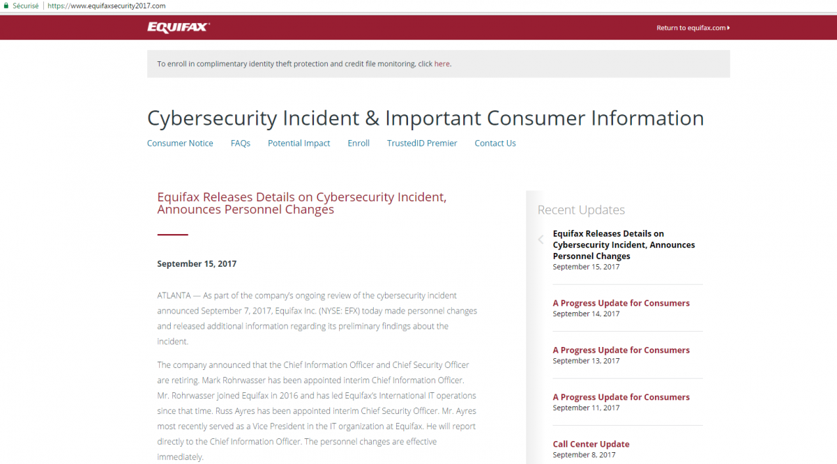 Equifax victim of a massive cyberattack - Cybersecurity, intellectual ...